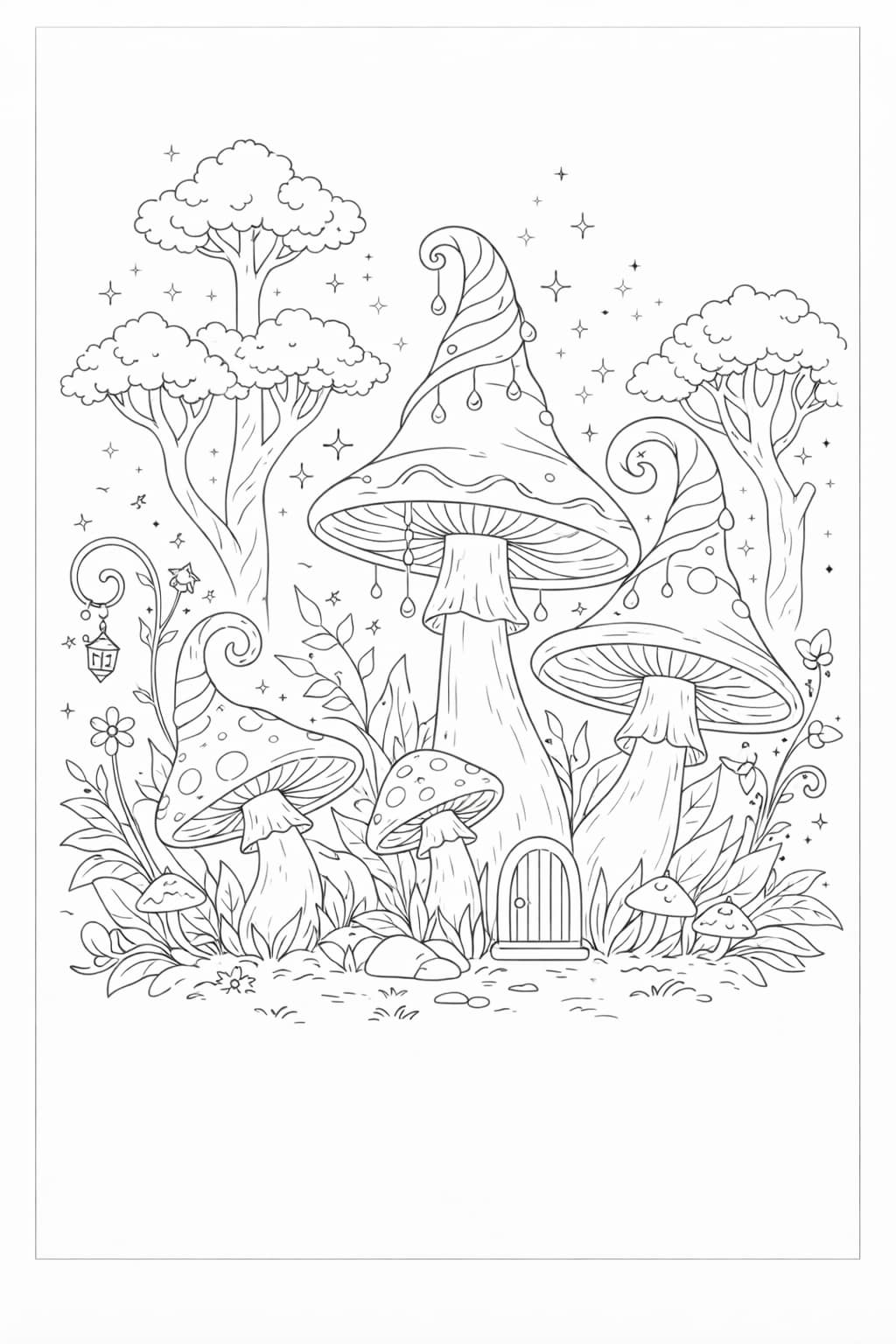 Mushroom Coloring Pages for Adults | Coloring Pages for Adults: Free ...