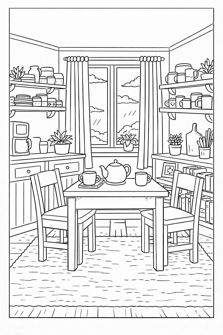 Cozy Kitchens Coloring Pages | Coloring Pages for Adults: Free PDF ...