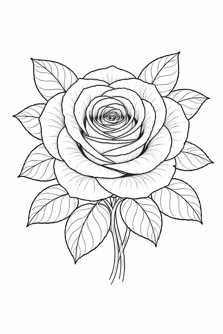Rose Coloring Pages for Adults | Coloring Pages for Adults: Free PDF ...